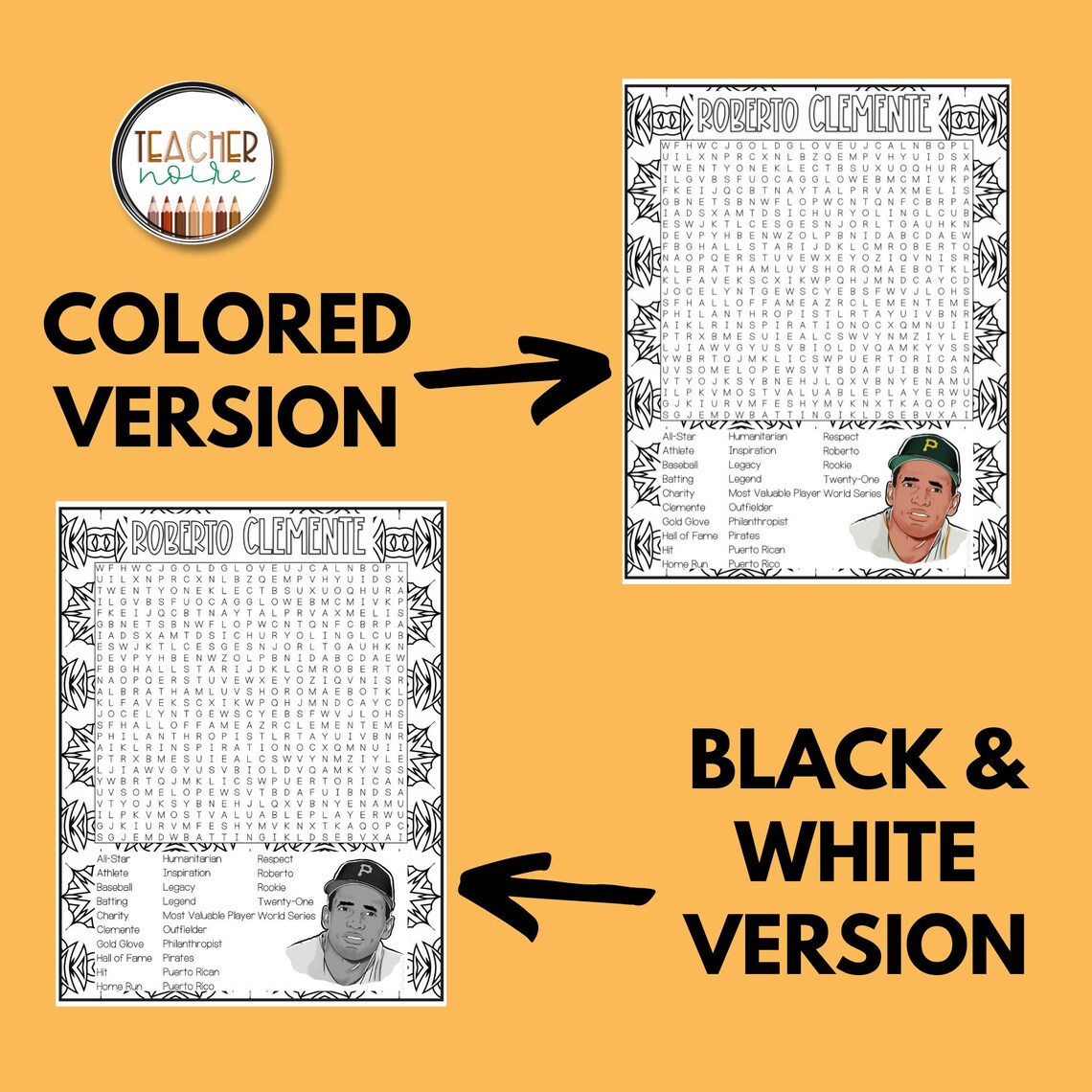Roberto Clemente, Famous Athletes, Word Search, Hispanic Heritage Month ...