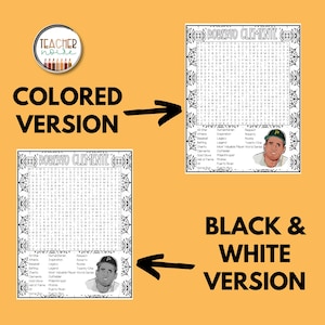 Roberto Clemente, Famous Athletes, Word Search, Hispanic Heritage Month ...