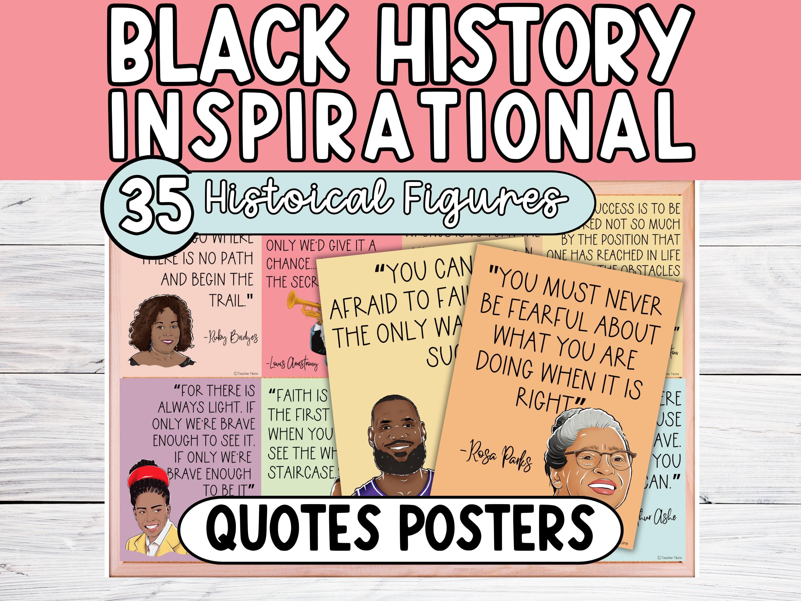 Black History Bulletin Board, Black Historical Figures Quotes Poster ...