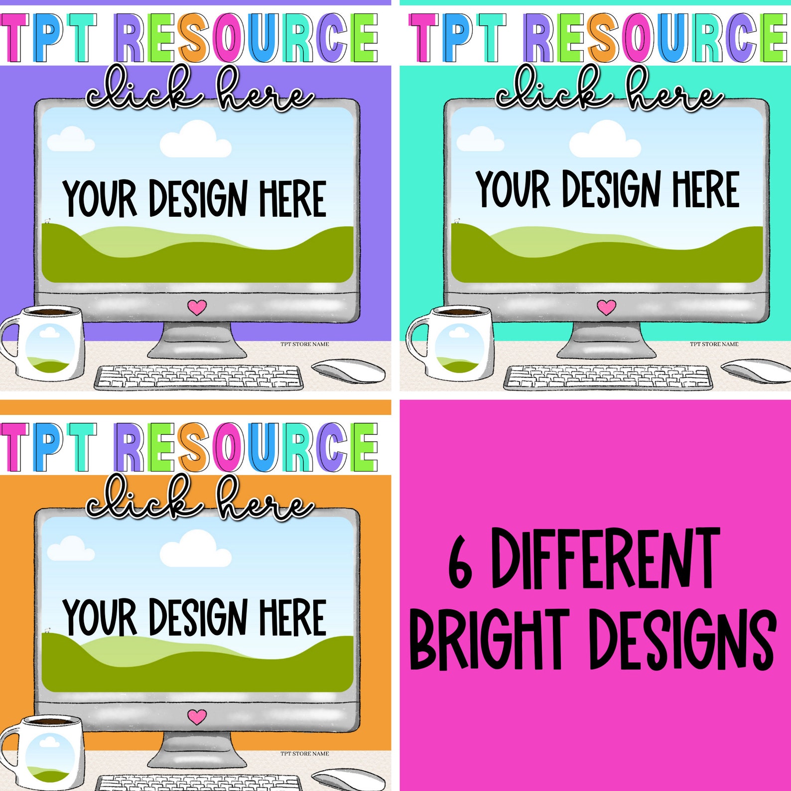 Canva Editable TPT Product Mockup Template, Rainbow Bright Themed ...