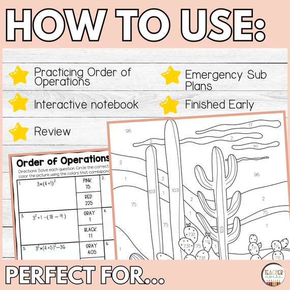 Hojas De Trabajo De Orden De Operaciones Para Sexto Grado