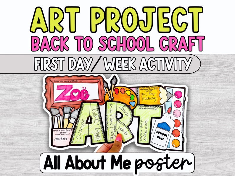 All About Me Art Craft Poster Worksheet, First Day of School, First ...