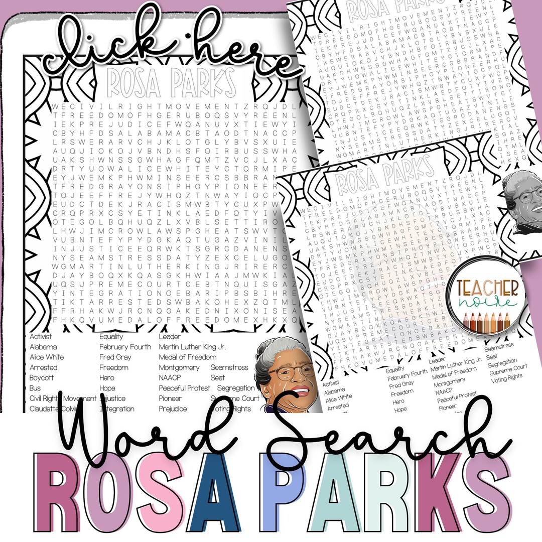 Black History Month Word Search, Rosa Parks Poster, Rosa Parks Quote ...
