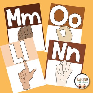 ASL (american Sign Language) Alphabet Poster, Neutral Diverse Classroom ...