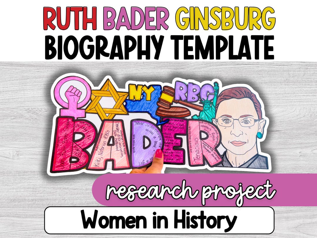 Ruth Bader Ginsburg, Biography Template, Women in History Month ...