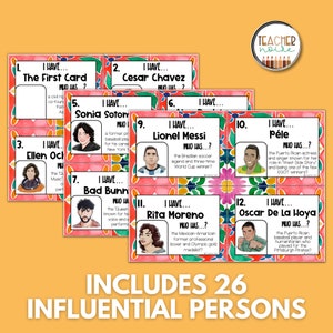 Hispanic Heritage Month Game, Hispanic History I Have Who Has, Famous ...