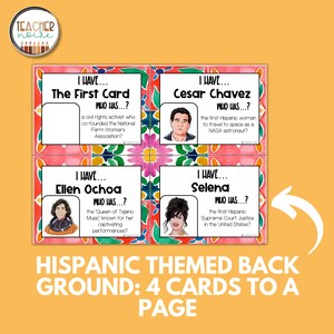 Hispanic Heritage Month Game, Hispanic History I Have Who Has, Famous ...