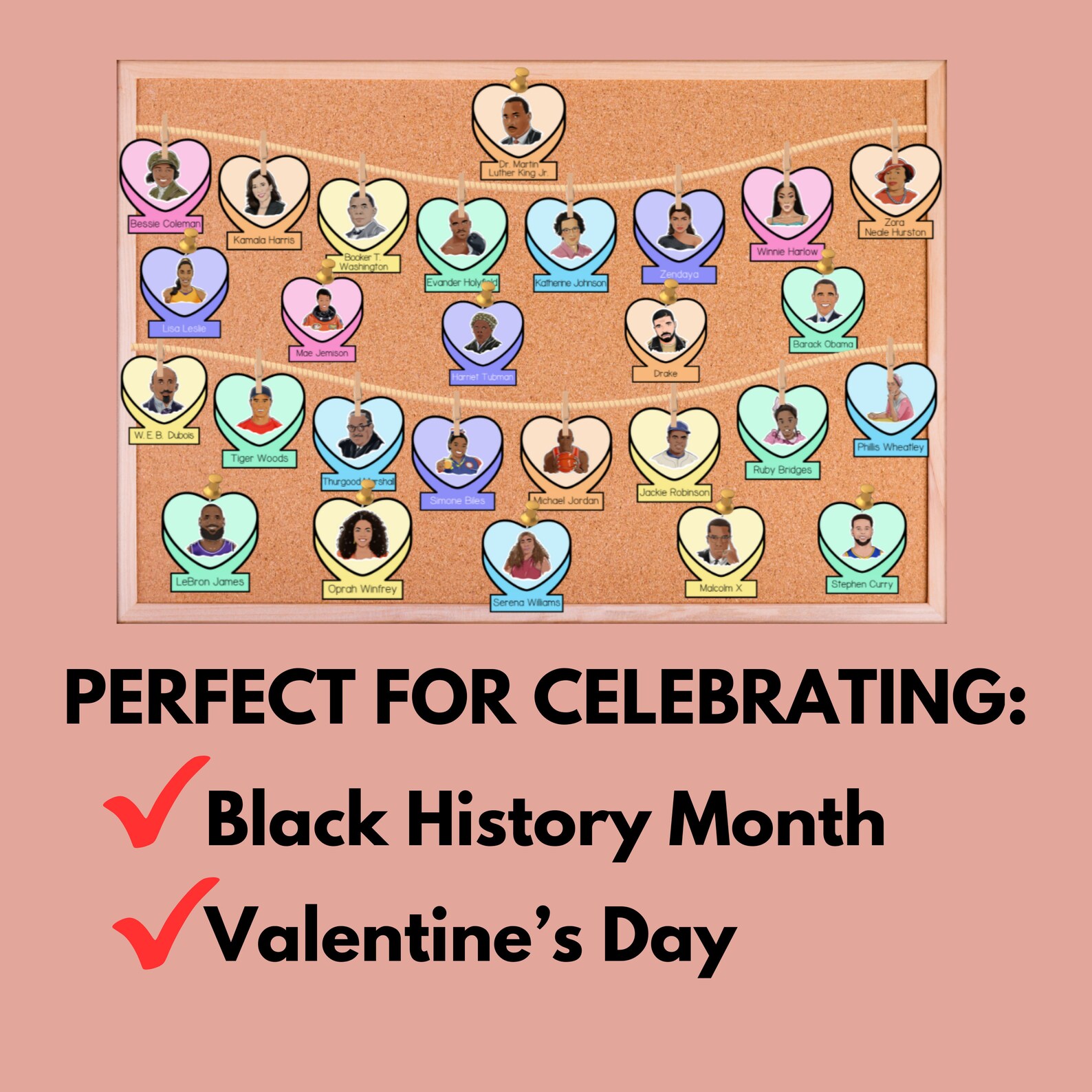 Black History Valentine's Day Bulletin Board, Bulletin Board Set, Door ...