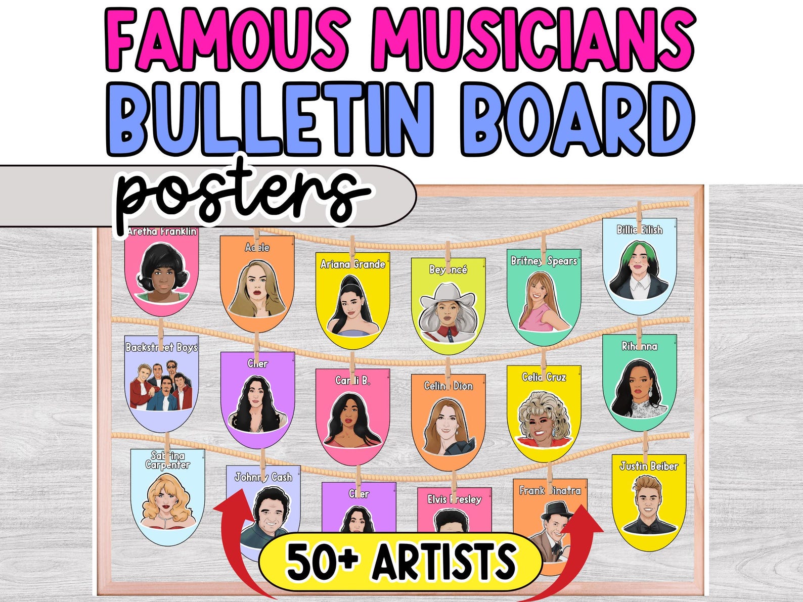 Famous Musicians Bulletin Board Poster Set, Door Decor, Music Classroom ...
