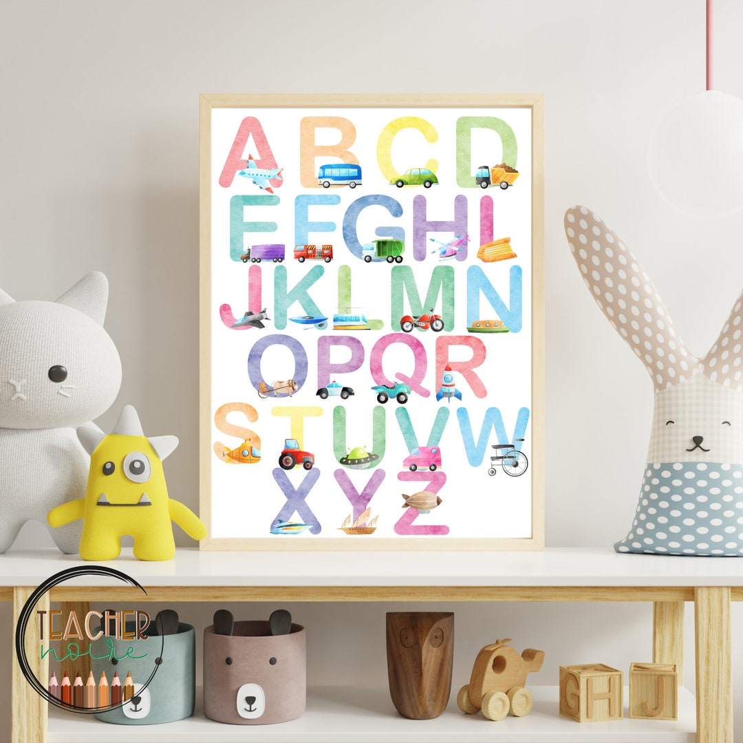 A-Z Transportation Vehicles Clipart Poster, Alphabet Car Poster ...