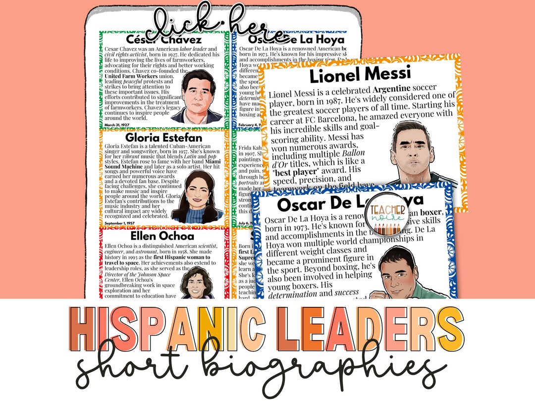 Hispanic Heritage Month Bulletin Board, Hispanic Leaders Biographies ...