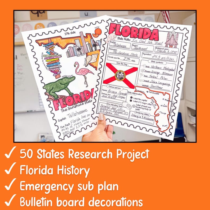 Florida State Research Project, Coloring Page, 4th-5th Grade Activity ...