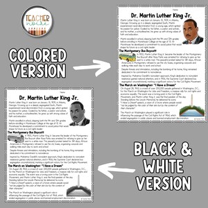 Martin Luther King Jr | Reading Comprehension Passage, Wordsearch ...