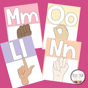 ASL (american Sign Language) Alphabet Poster, Pastel Rainbow Diverse ...