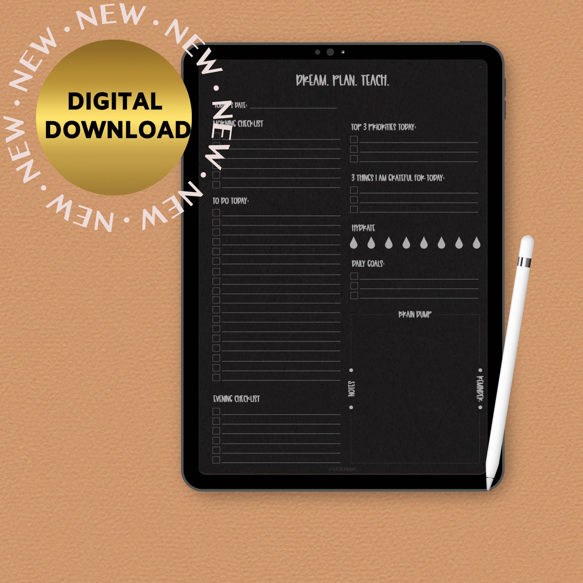 Daily Planner Dark Mode Daily Planner for Teachers - Etsy