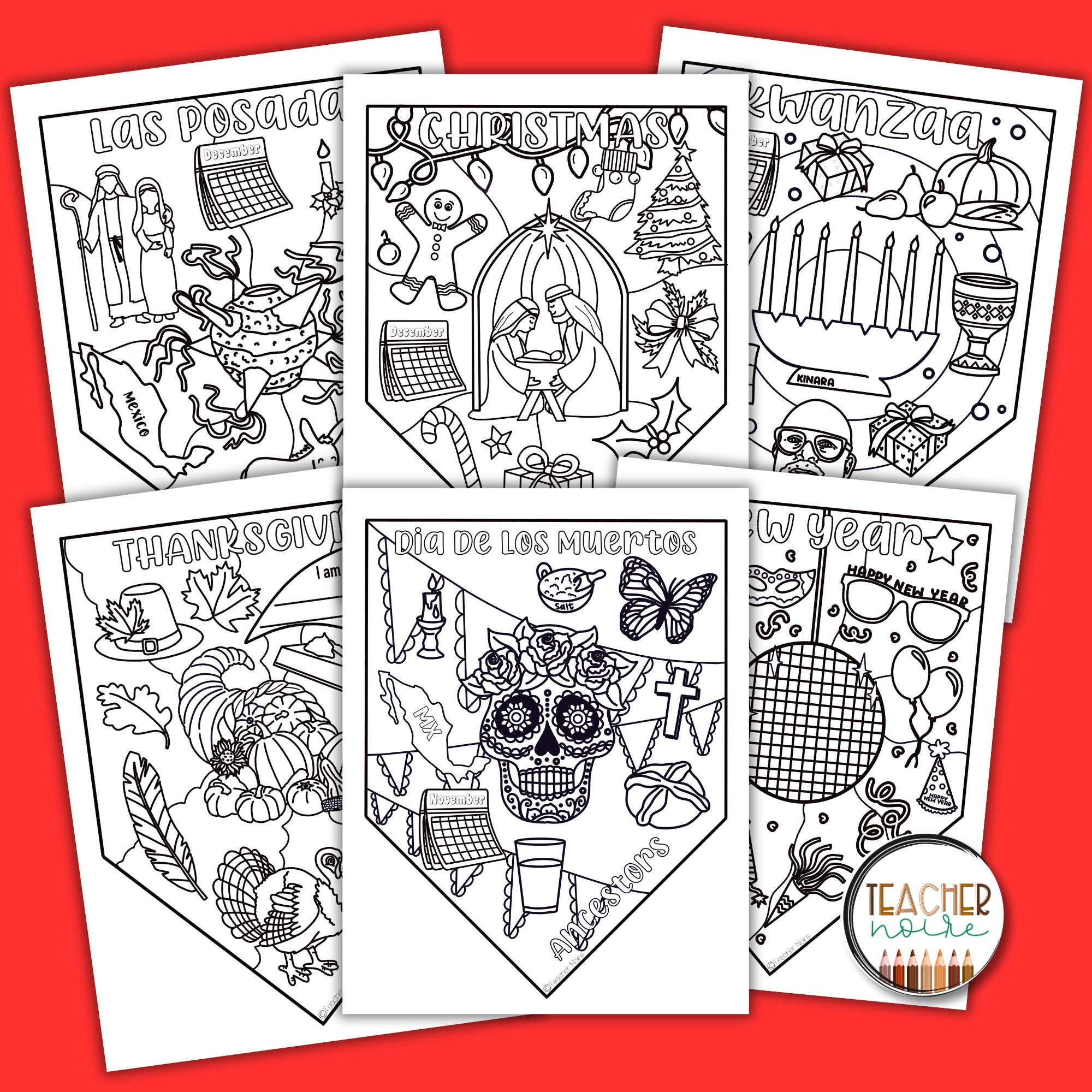 Holidays Around the World Coloring Pages, Holiday Decor, Los Posada ...