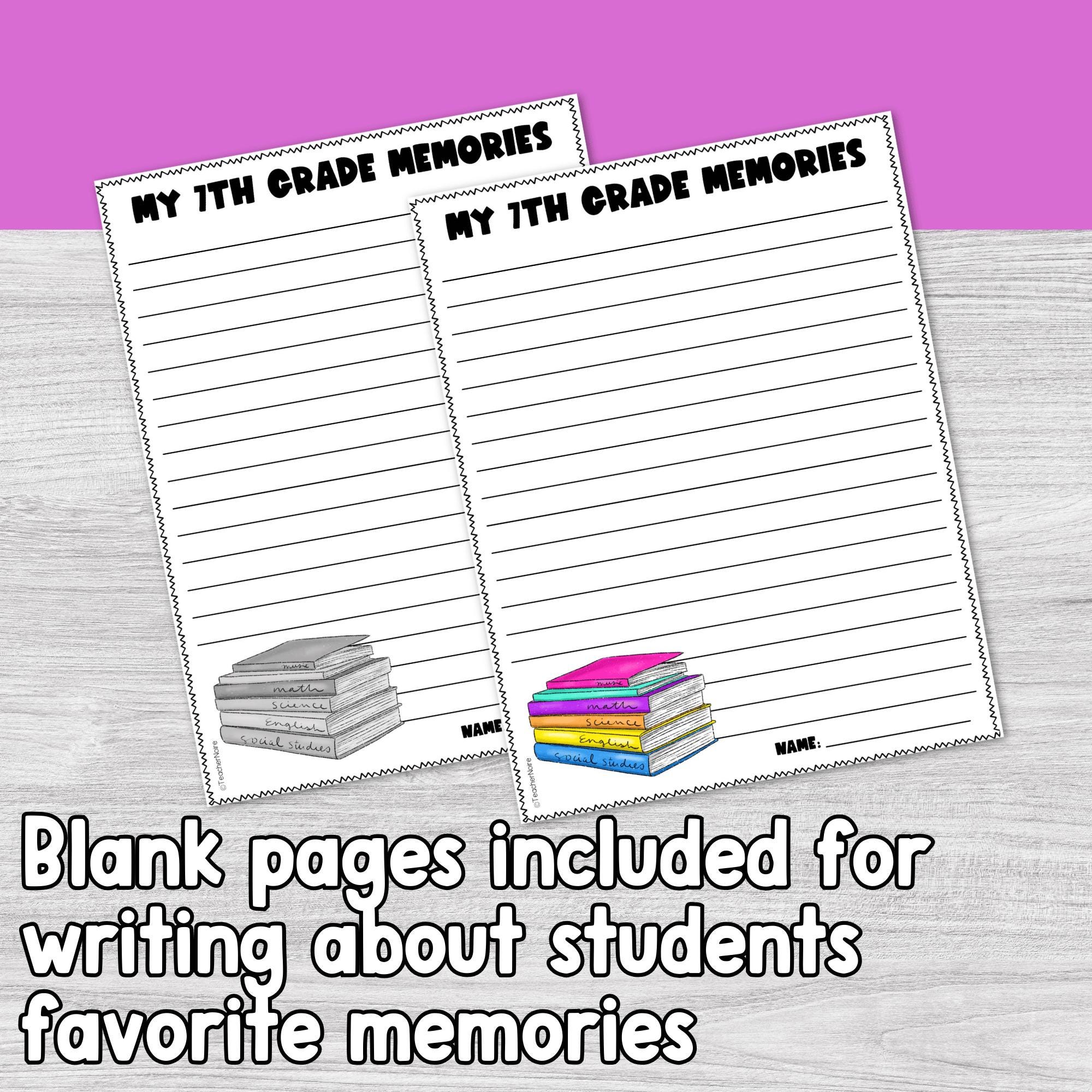8th Grade End of Year Memory Book, Reflection Craftivity, Last Week of ...