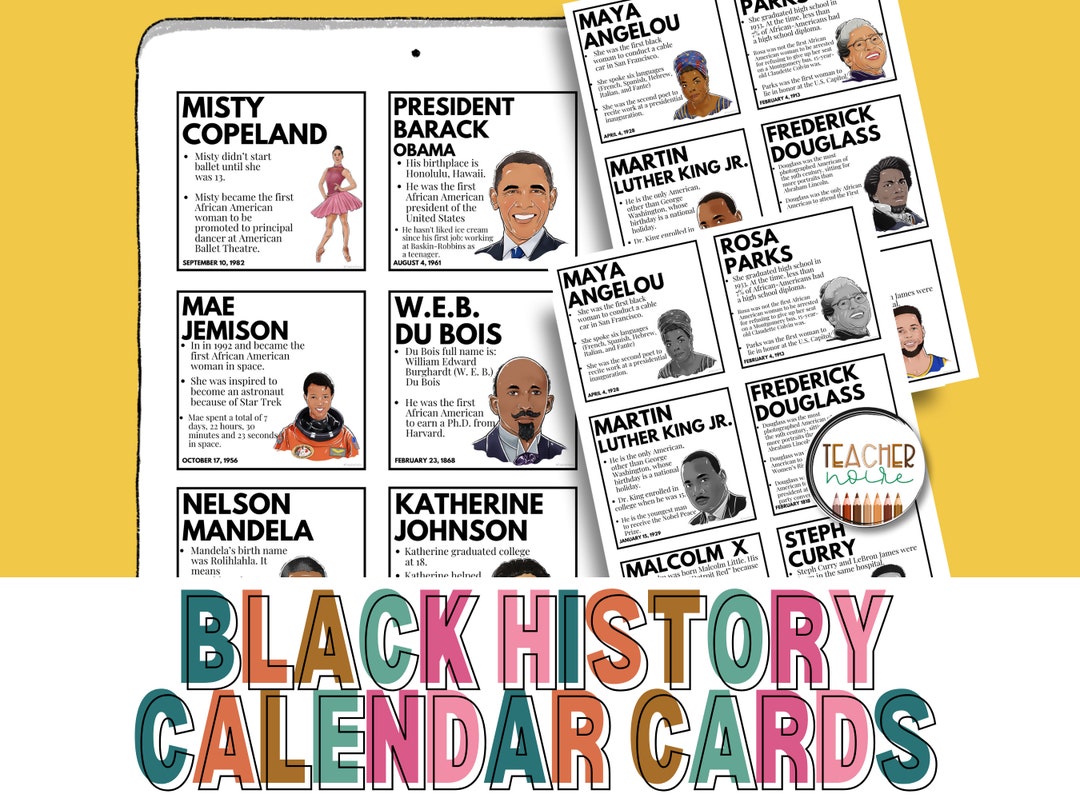 Pocket Chart Calendar Cards, Black History Month Cards, Classroom ...