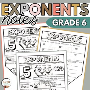 Exponents Notes, Exponents and Powers Worksheet, Math Notes With ...