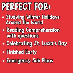 St. Lucia's Day | Reading Comprehension With Questions, December Winter ...