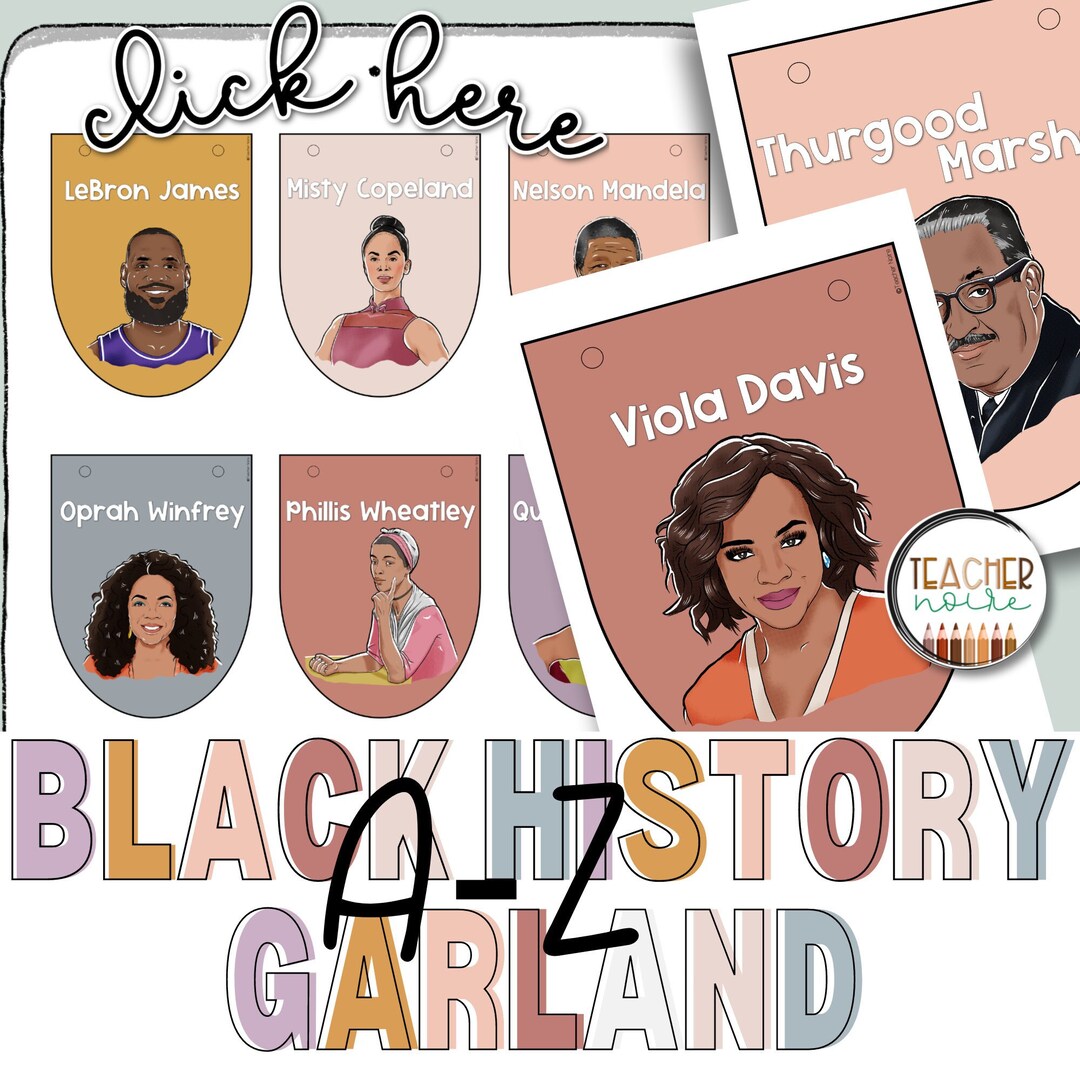 Black History Month Bulletin Board, Abc's of Black History Garland ...