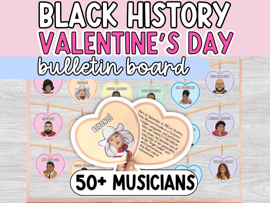 Black History Valentine Month Bulletin Board, Famous Musicians, Posters ...
