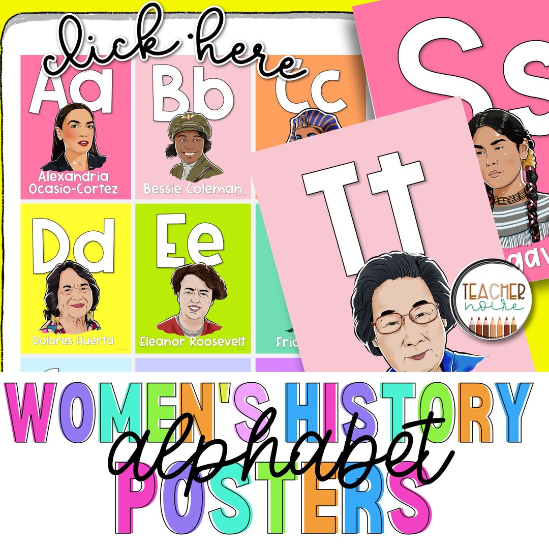 Womens History Bulletin Board, Women's History Month Alphabet Poster ...