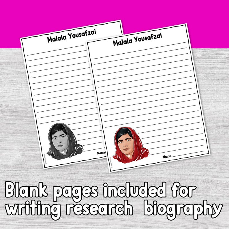 Malala Yousafzai, Biography Template Project, Women's History Activity ...