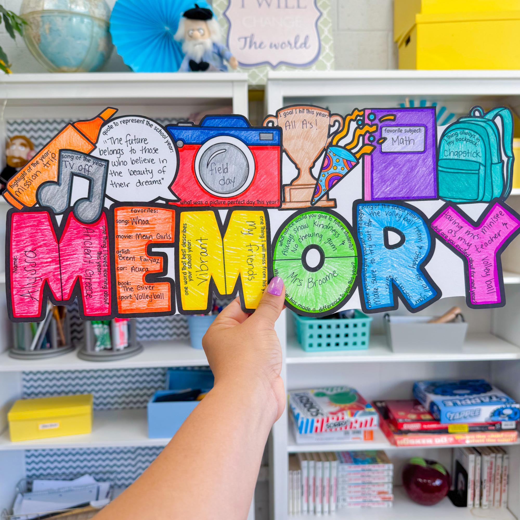 End of Year Reflection Memory, Last Week of School Project Activity ...