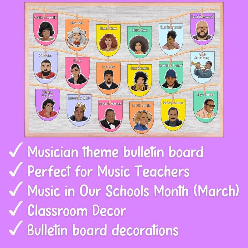 Famous Musicians Bulletin Board Poster Set, Door Decor, Music Classroom ...