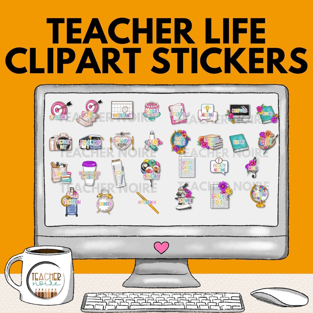 Teacher Stickers for Planner, Digital Stickers, Stickers for Teachers ...