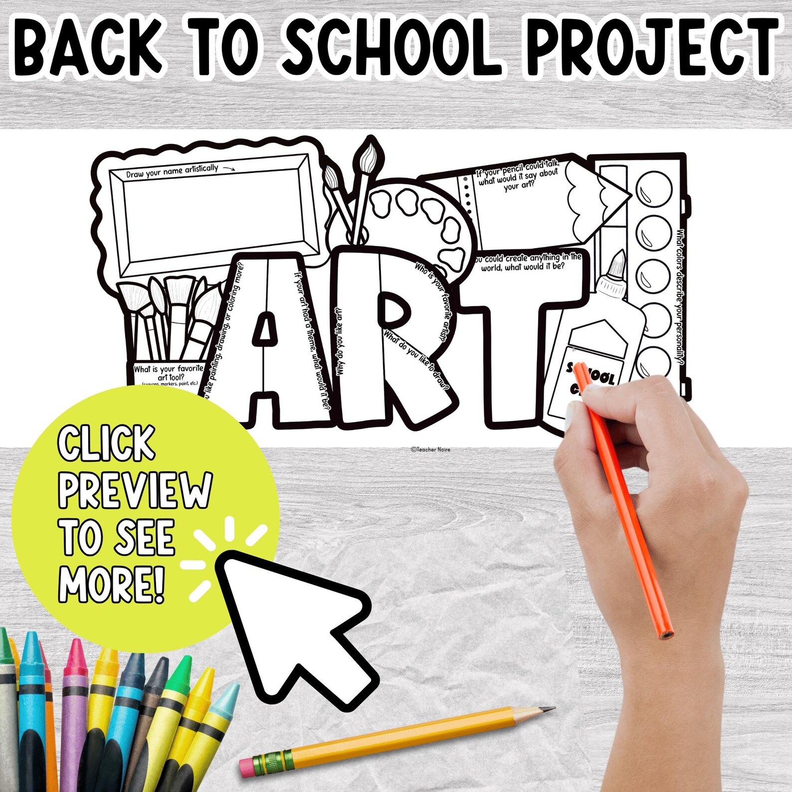 All About Me Art Craft Poster Worksheet, First Day of School, First ...