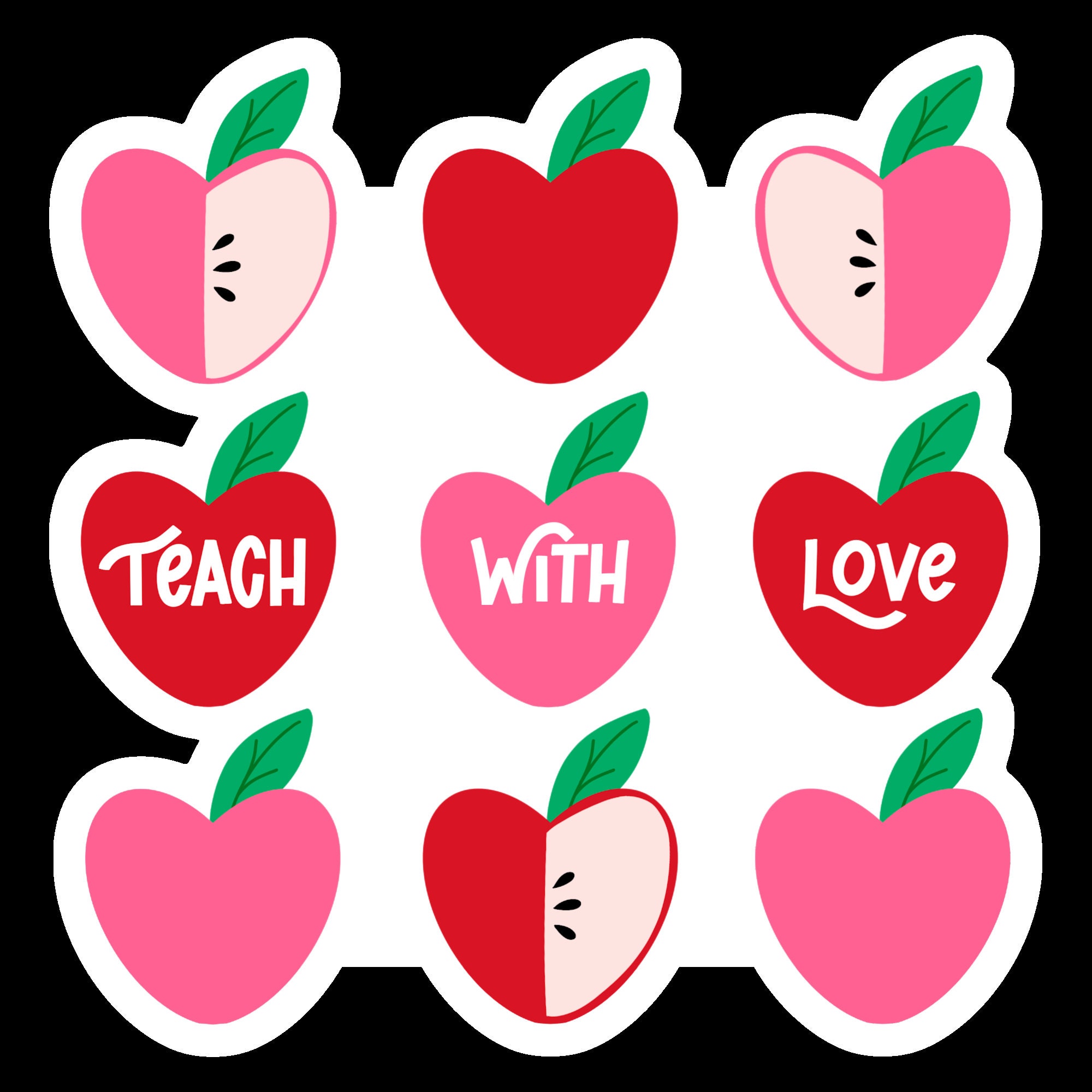Teach With Love Pink Heart Teacher Sticker Valentines Day - Etsy