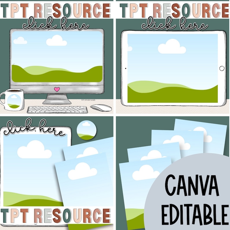 Canva Editable TPT Mockup Template, Boho Themed Instagram for Teachers ...