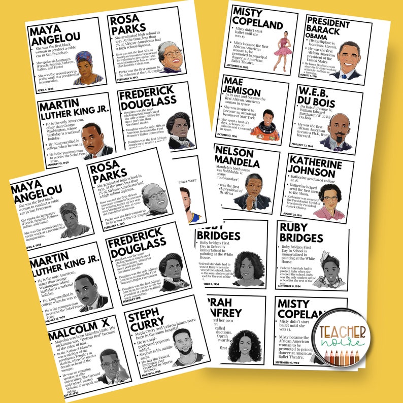 Pocket Chart Calendar Cards Black History Month Cards - Etsy