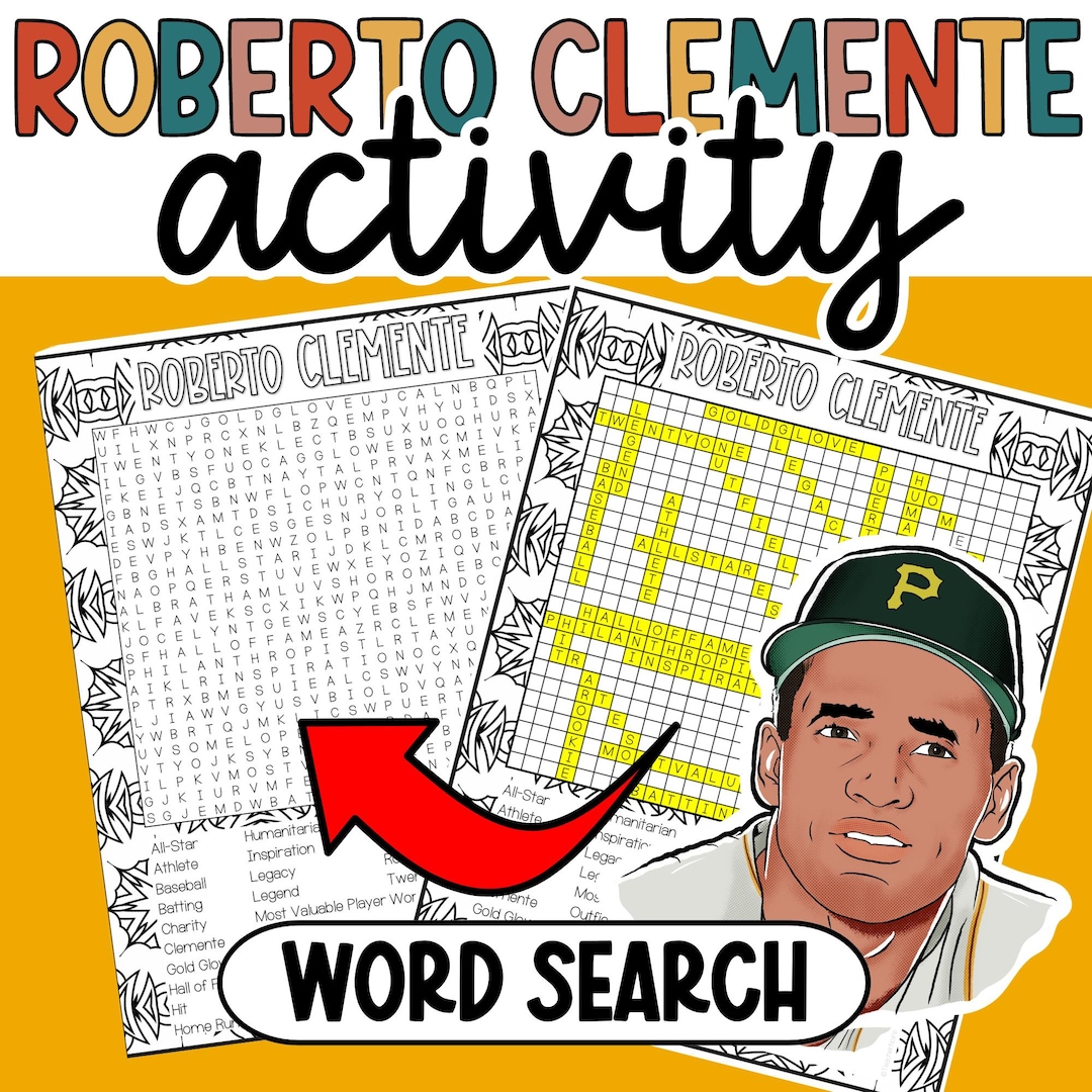 Roberto Clemente, Famous Athletes, Word Search, Hispanic Heritage Month ...