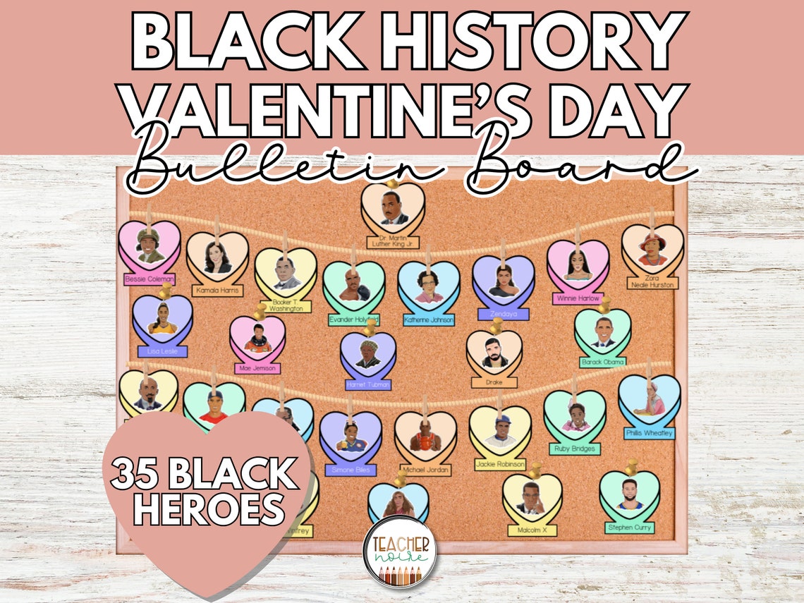 Black History Valentine's Day Bulletin Board, Bulletin Board Set, Door ...