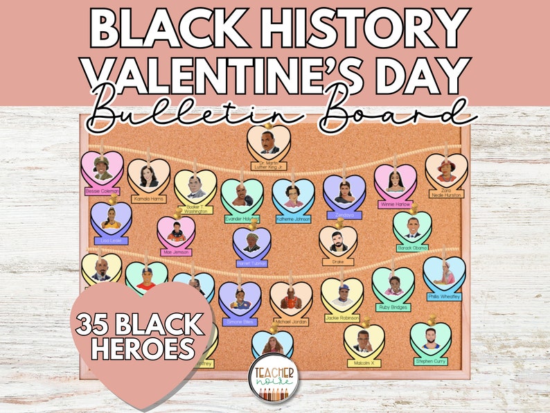 Black History Valentine's Day Bulletin Board, Bulletin Board Set, Door ...