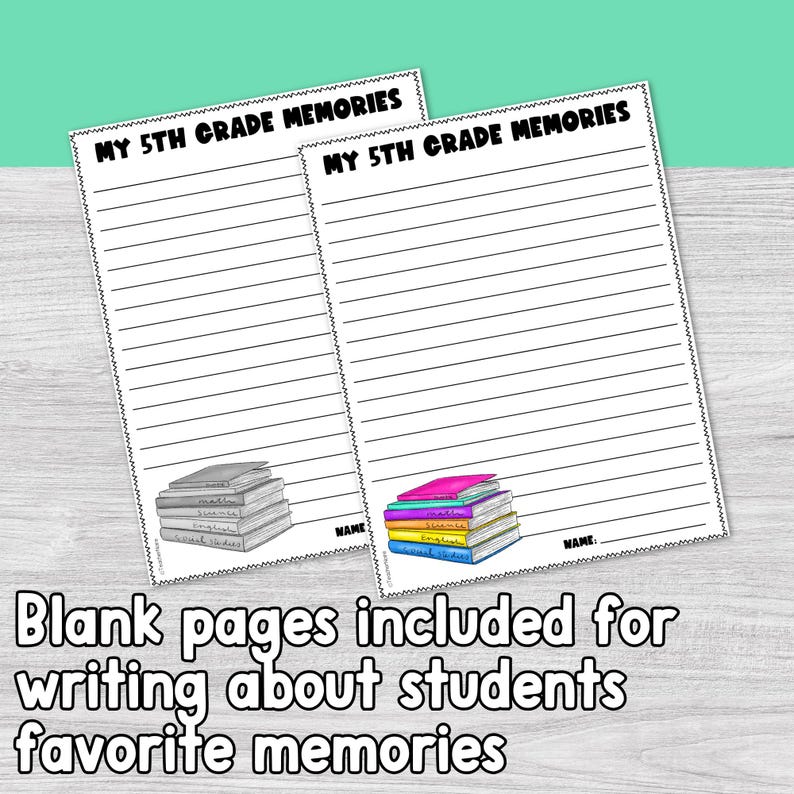 5th Grade End of Year Memory Book, Reflection Craftivity, Last Week of ...