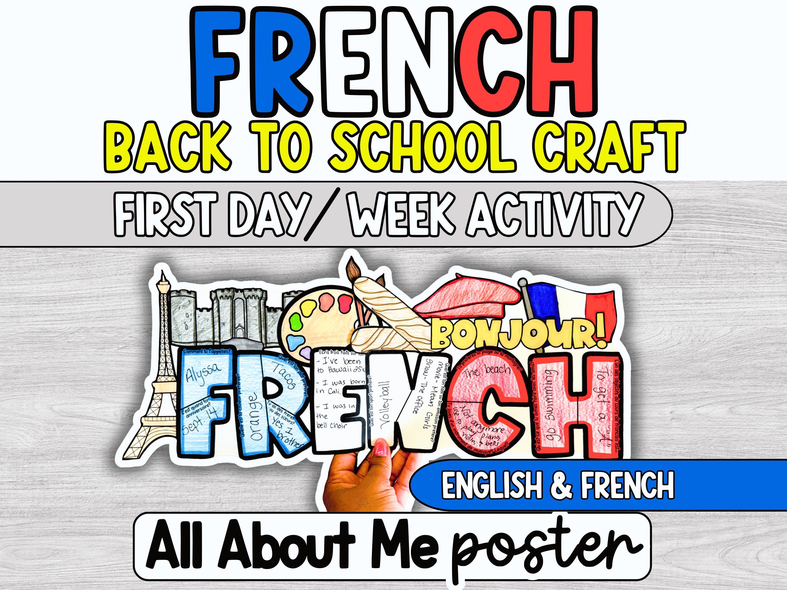All About Me Craft, Back to School English & French Class Decor, Tout ...