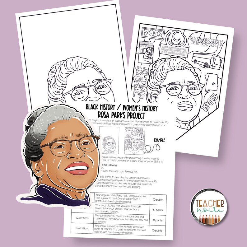Women's History Month Bulletin Board, Rosa Parks Project, One Pager ...