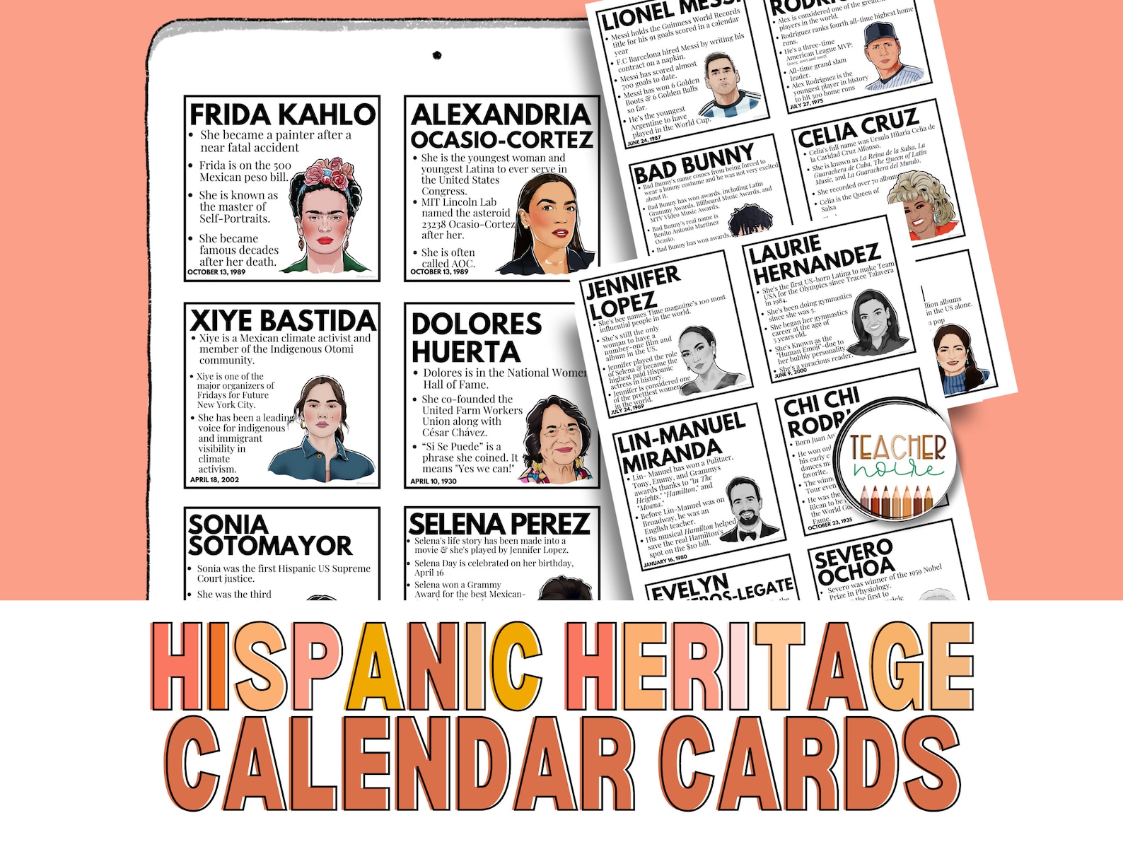 Pocket Chart Calendar Cards, Hispanic History Month Cards, Classroom ...