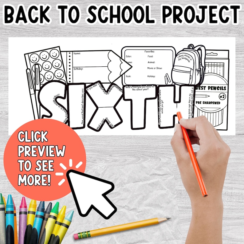 6th Grade All About Me Craft, First Day Week of Middle School ...
