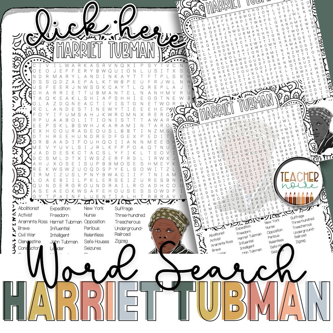 Harriet Tubman Word Search, Black History Month Activity, African ...