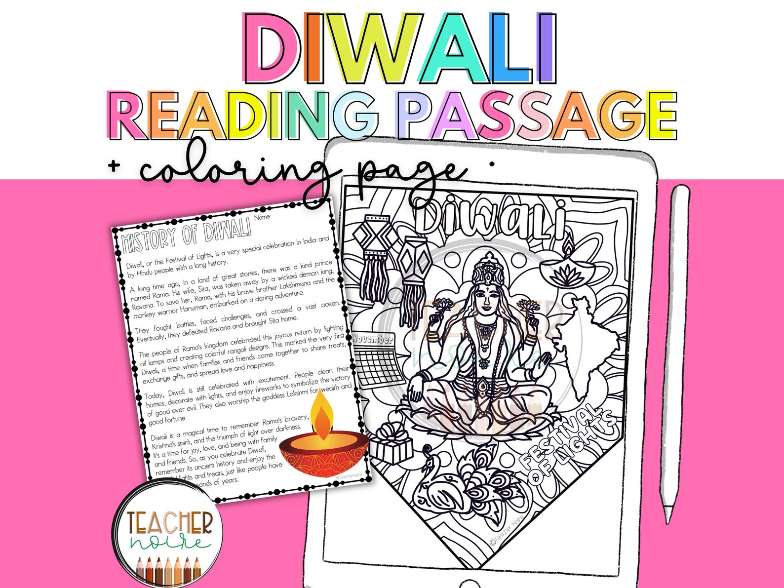 Diwali Coloring Page, Diwali Reading, Diwali Activities, Diwali ...