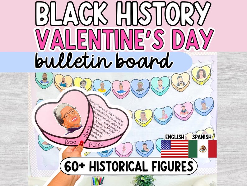 Black History Month Valentine's Day Bulletin Board Set, Door Decor ...