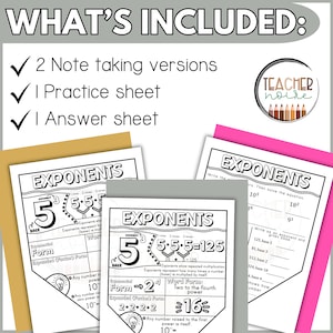 Exponents Notes, Exponents and Powers Worksheet, Math Notes With ...