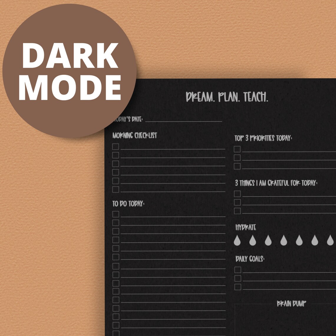 Daily Planner Dark Mode Daily Planner for Teachers - Etsy