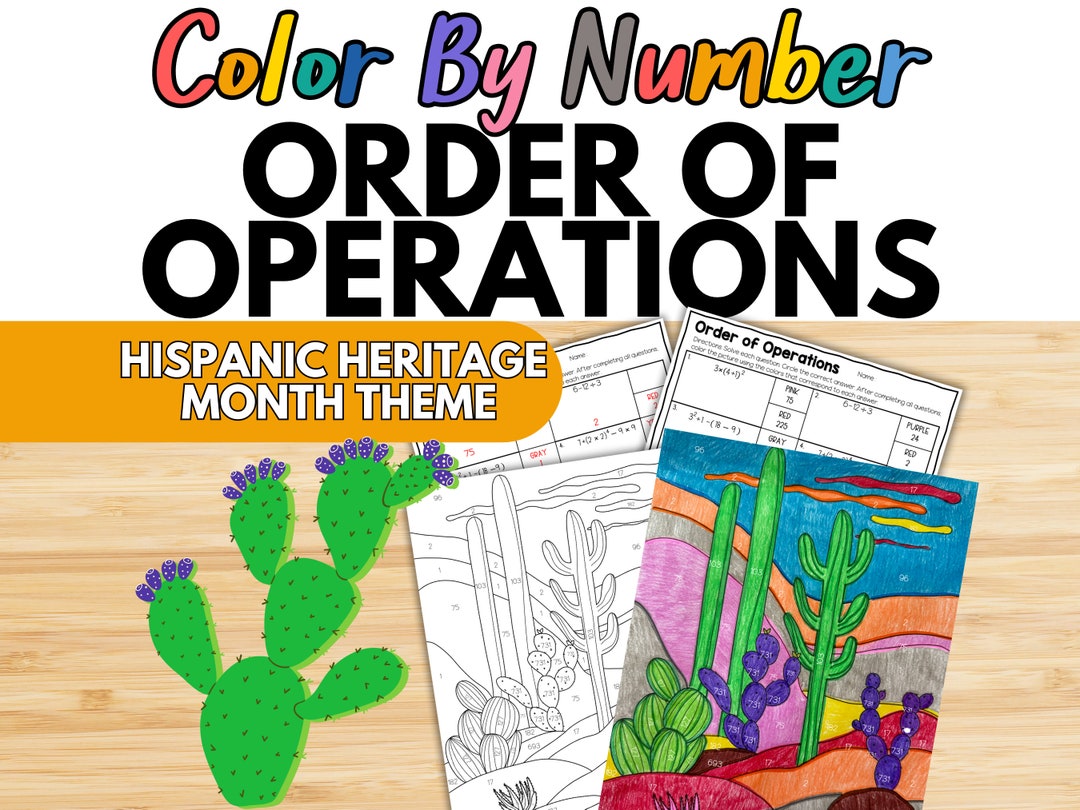 Order of Operations Color by Number, 6th Grade Math, Worksheet Order of ...