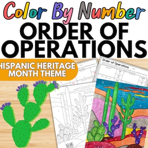 Order of Operations Color by Number, 6th Grade Math, Worksheet Order of ...